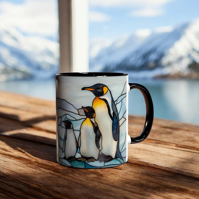Ceramic Penguin Family Stained Glass Mug 11oz, Arctic Wildlife Coffee ...