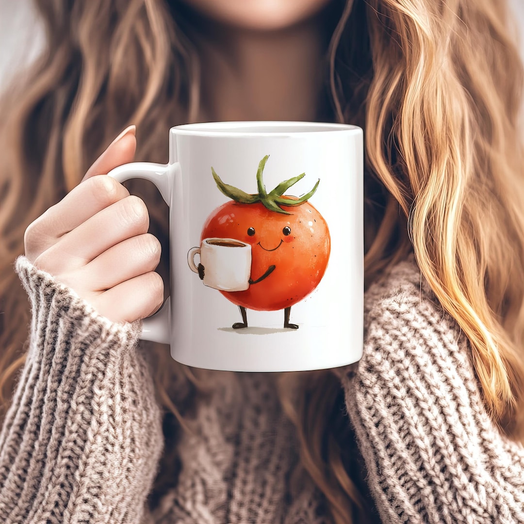 Tomato Ceramic Mug, Adorable 11oz Cartoon Tomato Coffee Cup, Cheerful ...