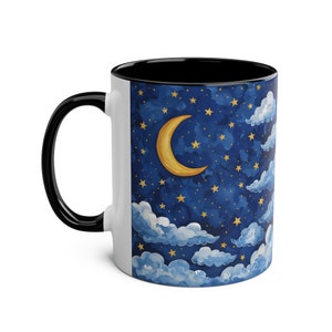 Celestial Mug, 11oz Ceramic Moon and Stars Mug, Celestial Coffee Mug ...