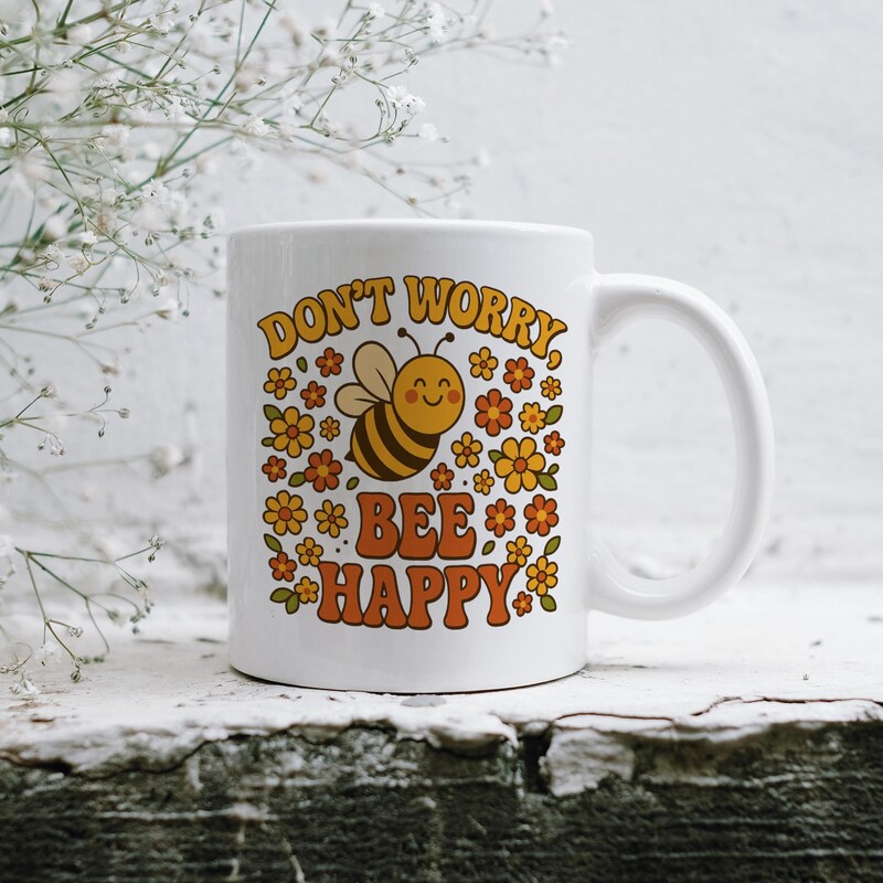 Bee Happy Mug - Etsy