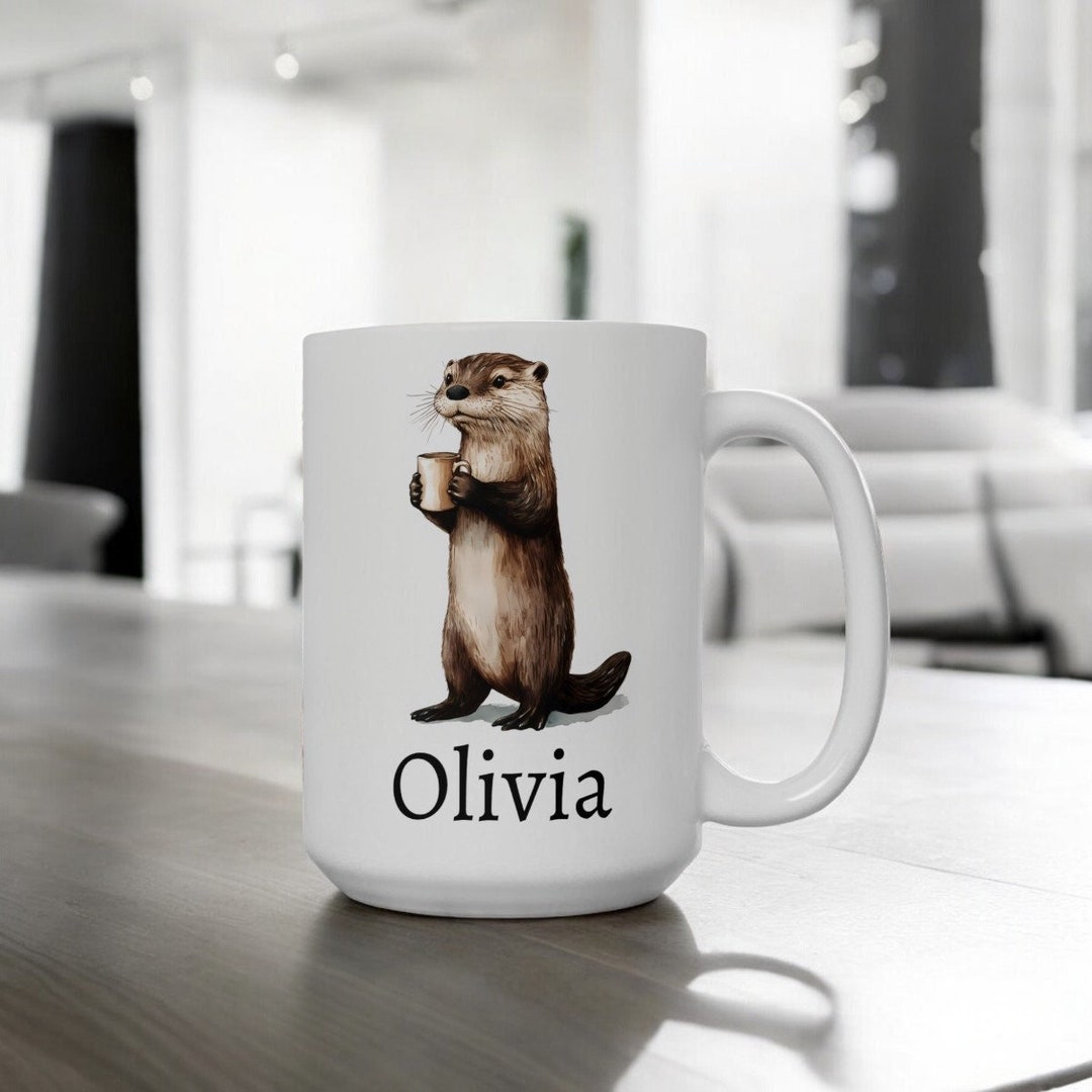 Personalized Otter Mug, Ceramic Otter Coffee Mug 11oz 15oz, Custom Name ...