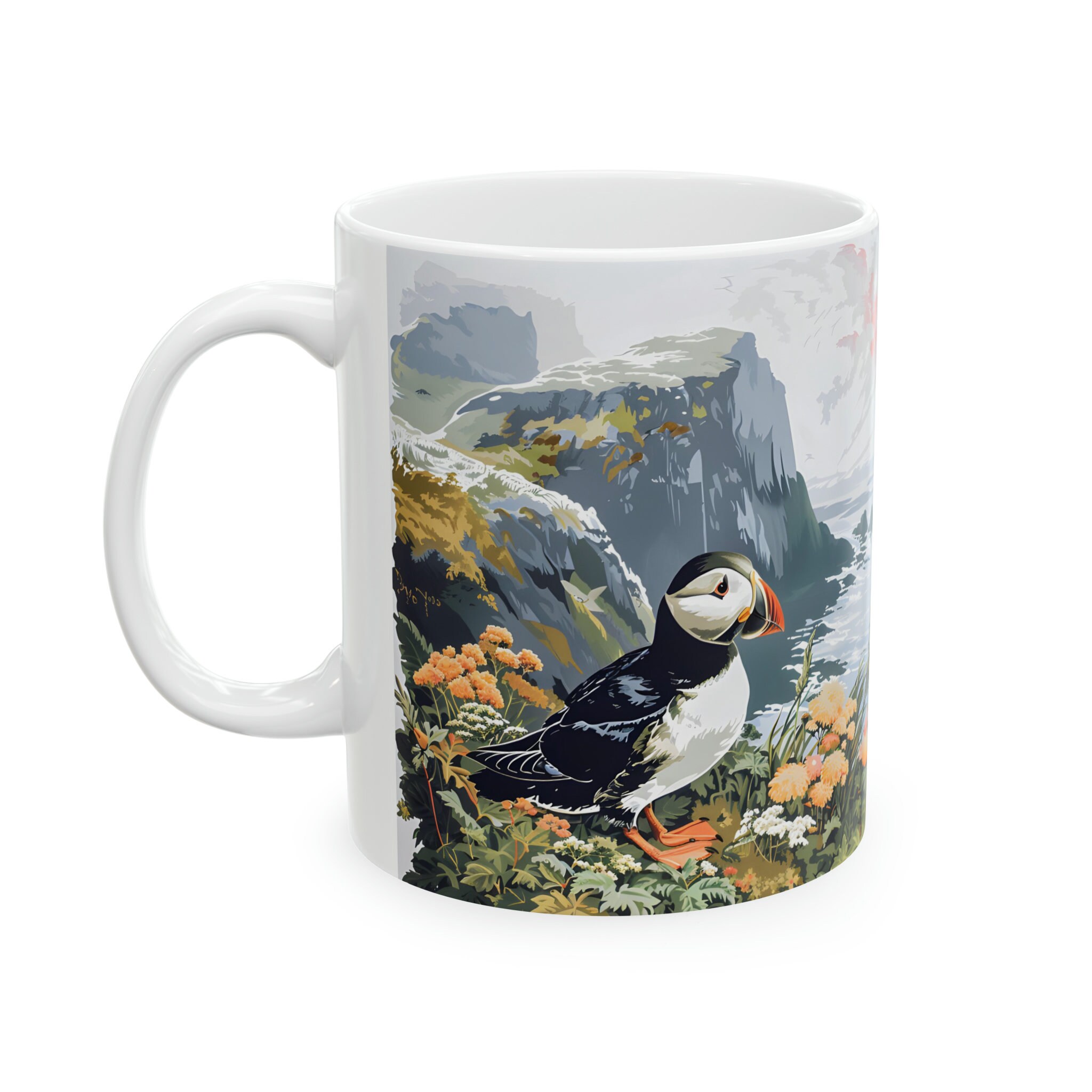 Puffin Mug - 11oz Ceramic Cup With Charming Puffin Scene, Puffin Coffee ...