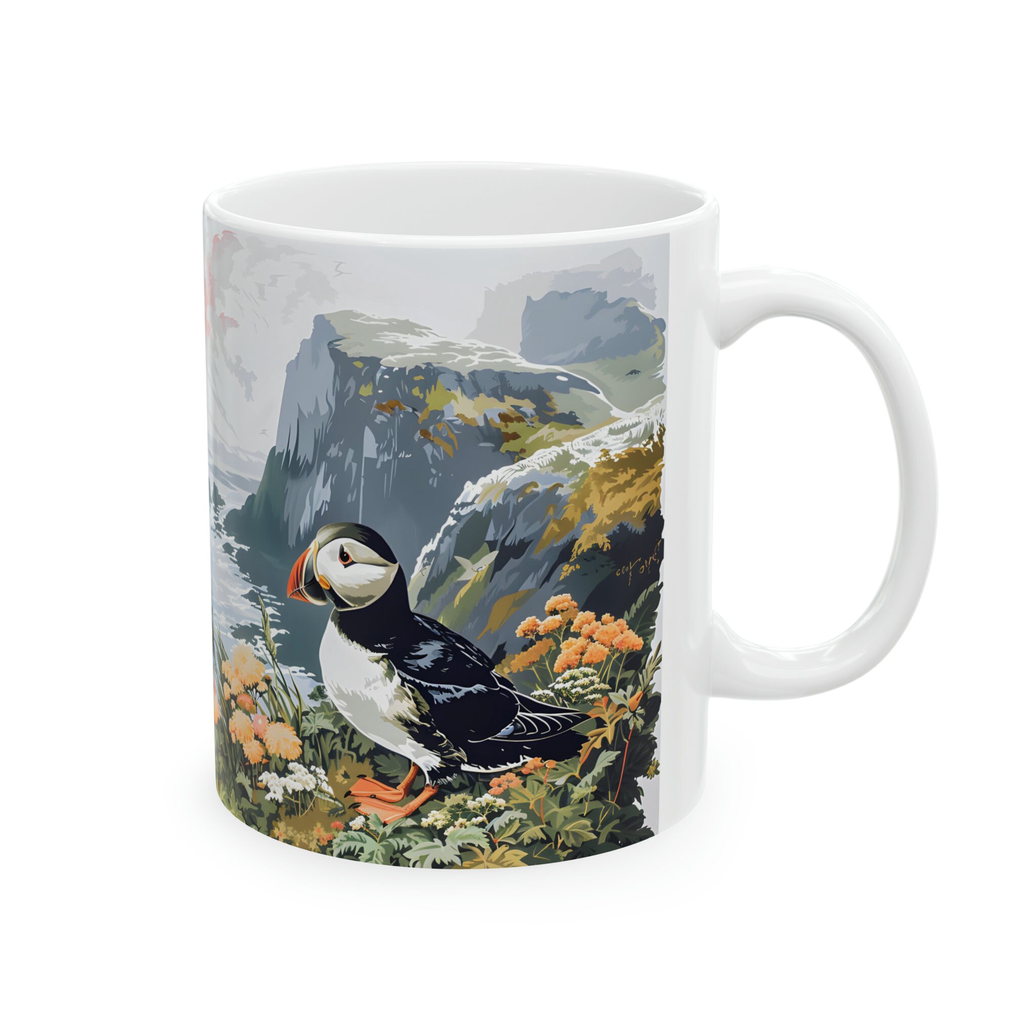 Puffin Mug - 11oz Ceramic Cup With Charming Puffin Scene, Puffin Coffee ...