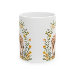 Floral Giraffe Mug, Cute Giraffe Flowery Cup, 11oz Ceramic Giraffe ...