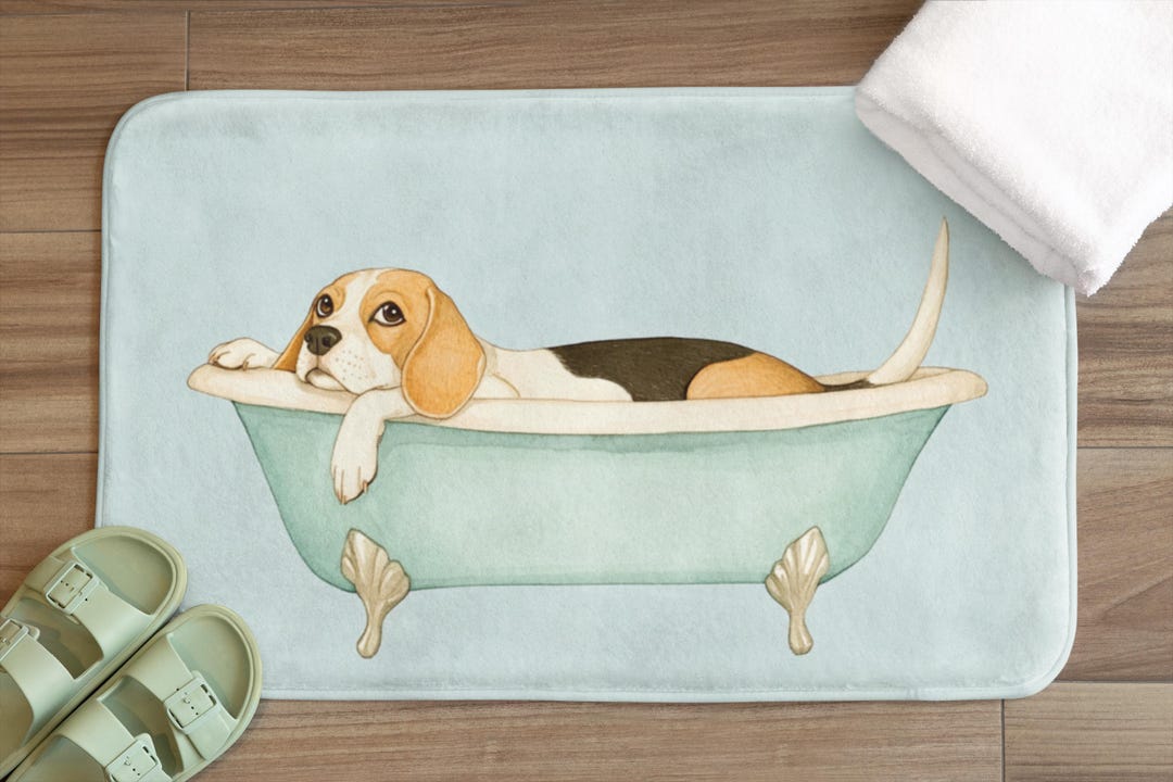 Beagle Dog Bath Mat, Cute Beagle Bathroom Rug, Dog Lover Gift Idea ...