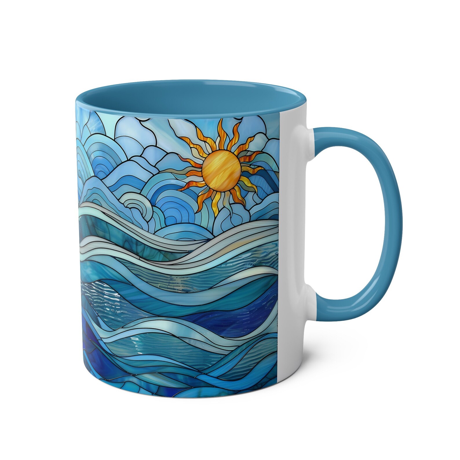 Stained Glass Ocean Wave Mug, Nautical Coffee Cup, Ocean Lover Gift ...