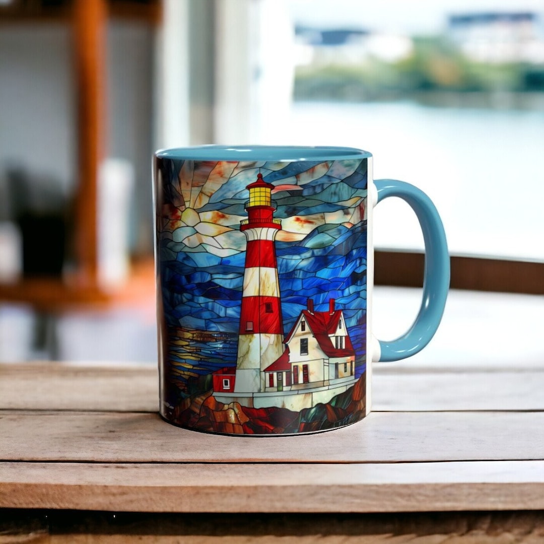 Vibrant Lighthouse Coffee Mug, Ceramic Lighthouse Cup 11oz 15oz ...