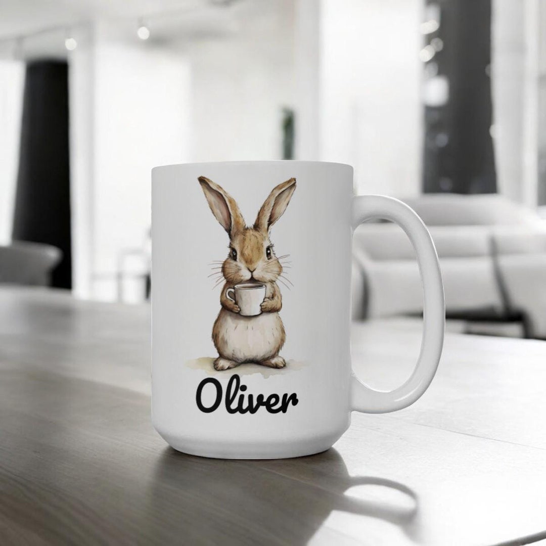 Personalized Rabbit Coffee Mug, 11oz 15oz Cute Bunny Mug, Gift for ...
