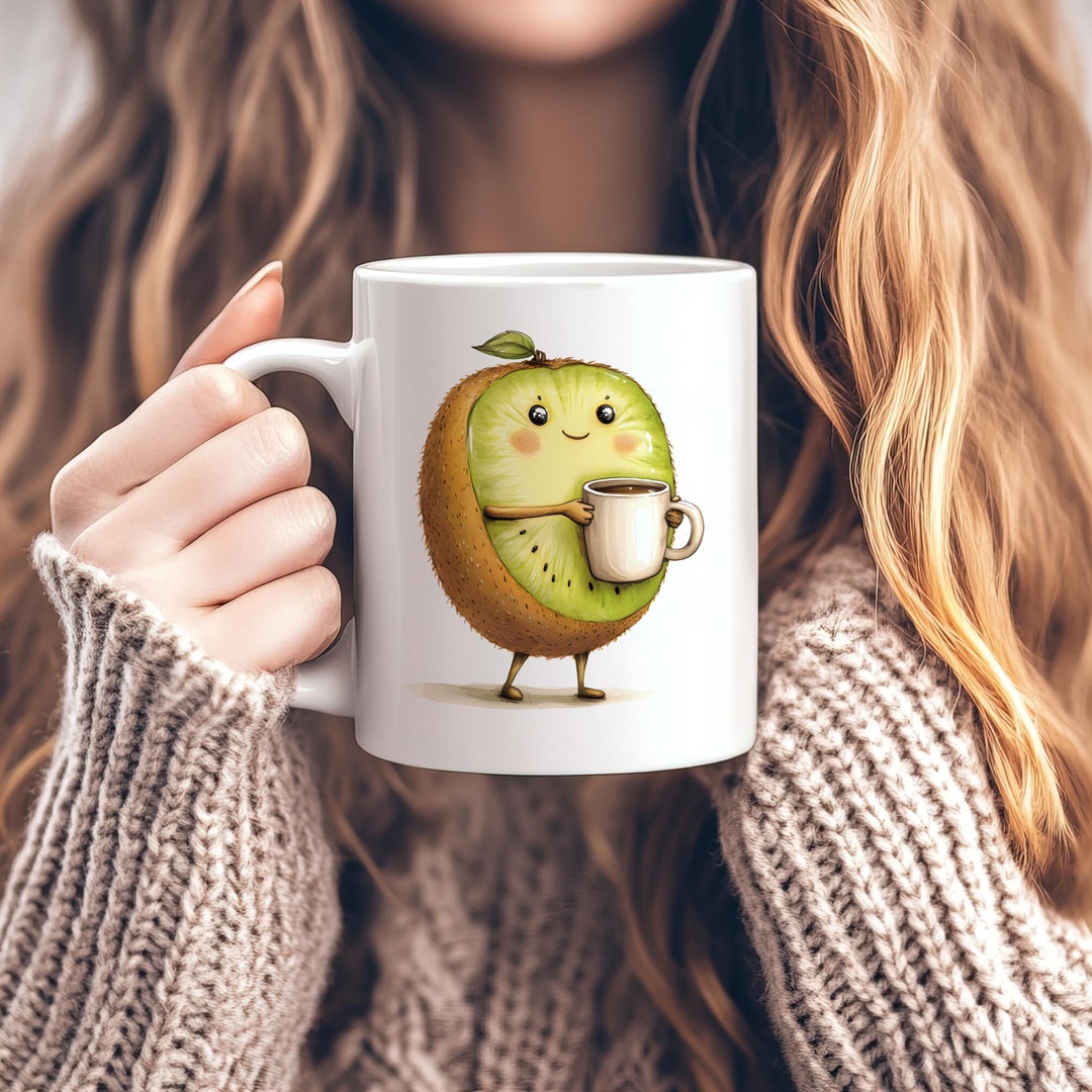 Cute Kiwi Mug, Fruit Coffee Cup 11oz, Funny Tropical Gift, Ceramic Food ...