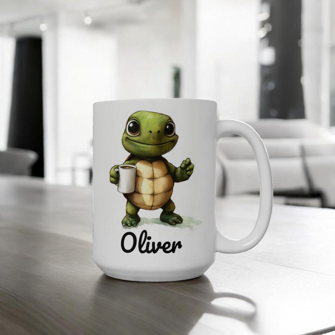 Personalized Turtle Coffee Mug, Cute Cartoon Turtle Mug 11oz 15oz ...