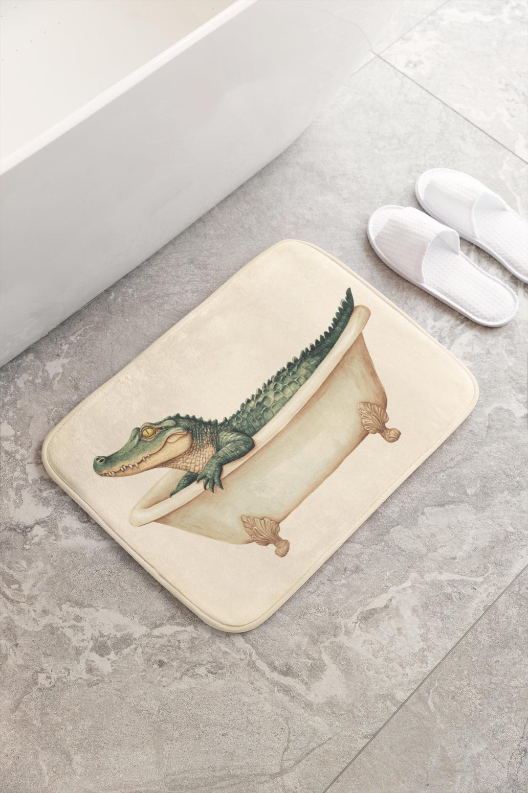 Alligator Bath Mat, Funny Animal Bathroom Rug, Crocodile Theme Decor ...