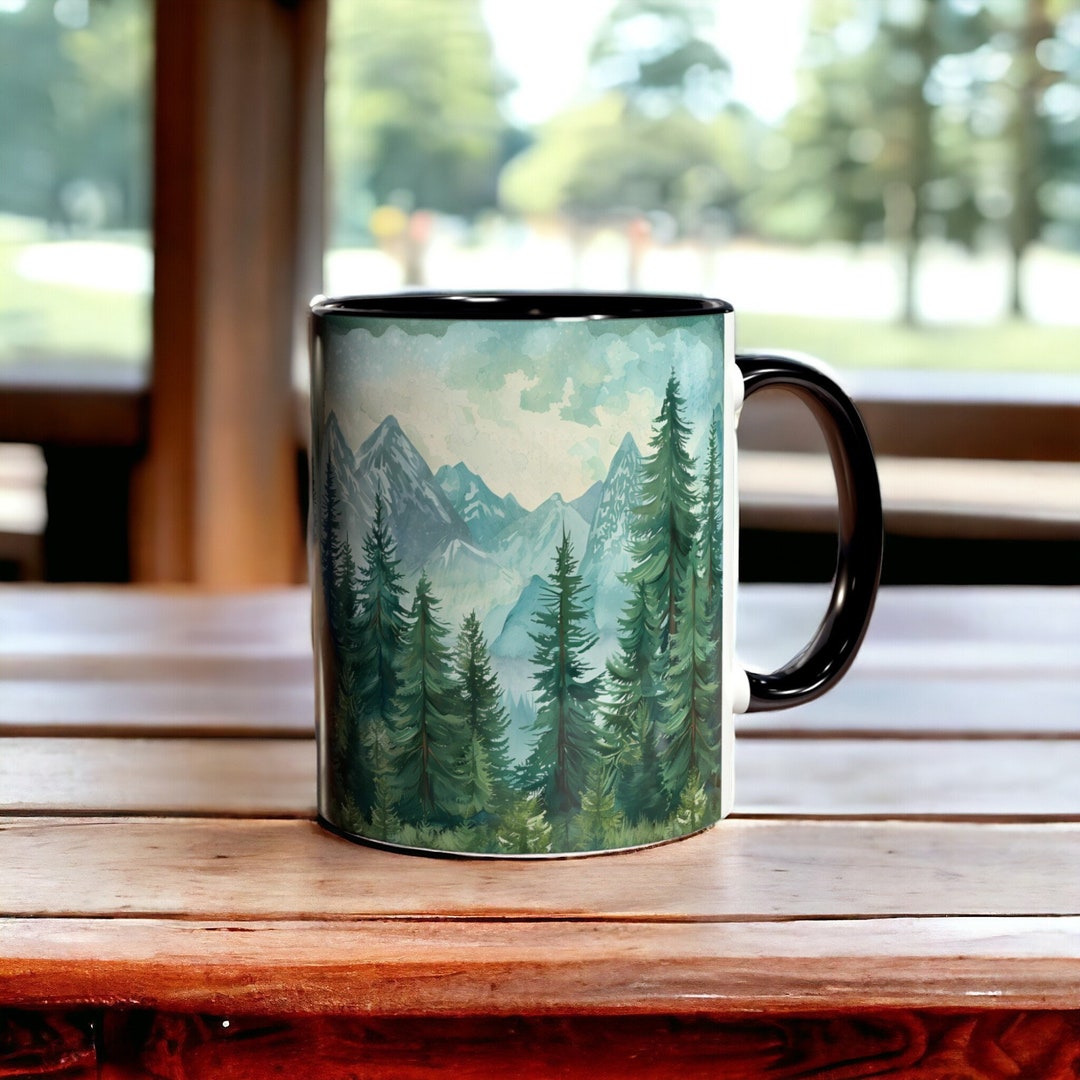 Rustic Nature Mug, Evergreen Forest Mug, Woodland Coffee Mug, Nature ...