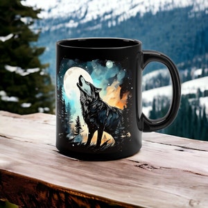 Howling Wolf Coffee Mug - Howling Wolf Mug, Wolf Coffee Cup, Wolf Cup ...