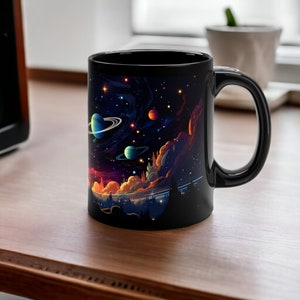 Cosmic Universe Ceramic Mug | Galaxy Stars Planets Coffee Cup | Space ...