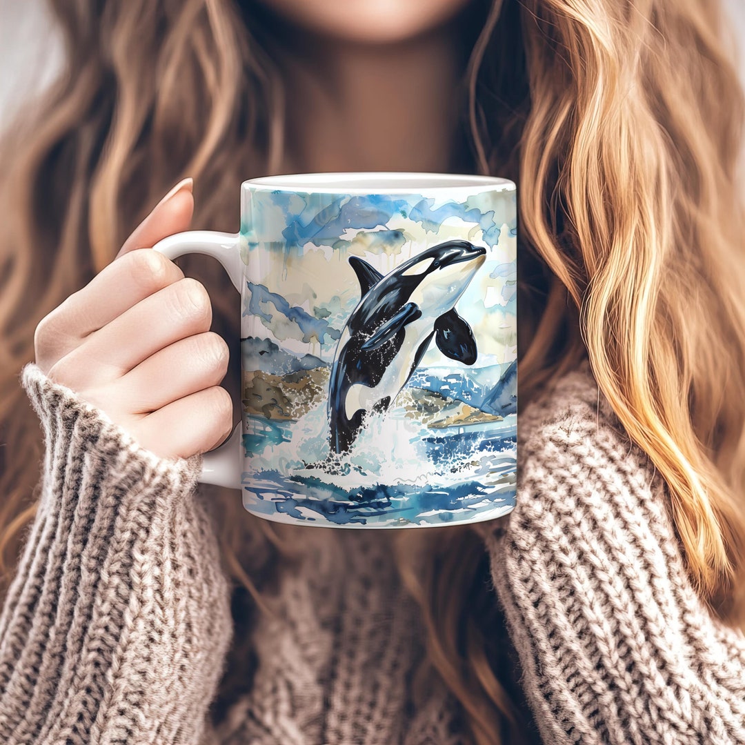 Killer Whale Mug, Ceramic Orca Coffee Mug 11oz, Ocean Themed Orca Whale ...