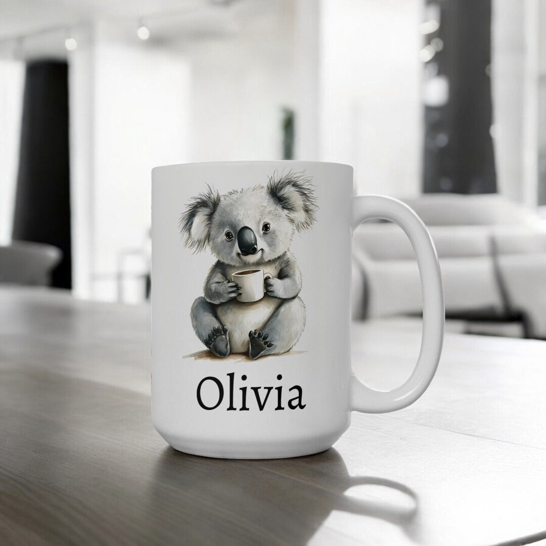 Personalized Koala Mug, Ceramic Koala Coffee Mug With Name 11oz 15oz ...