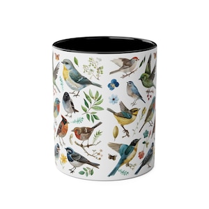 Ceramic Bird Mug, Bird Coffee Cup, Hummingbird Songbirds Artistic Mug ...