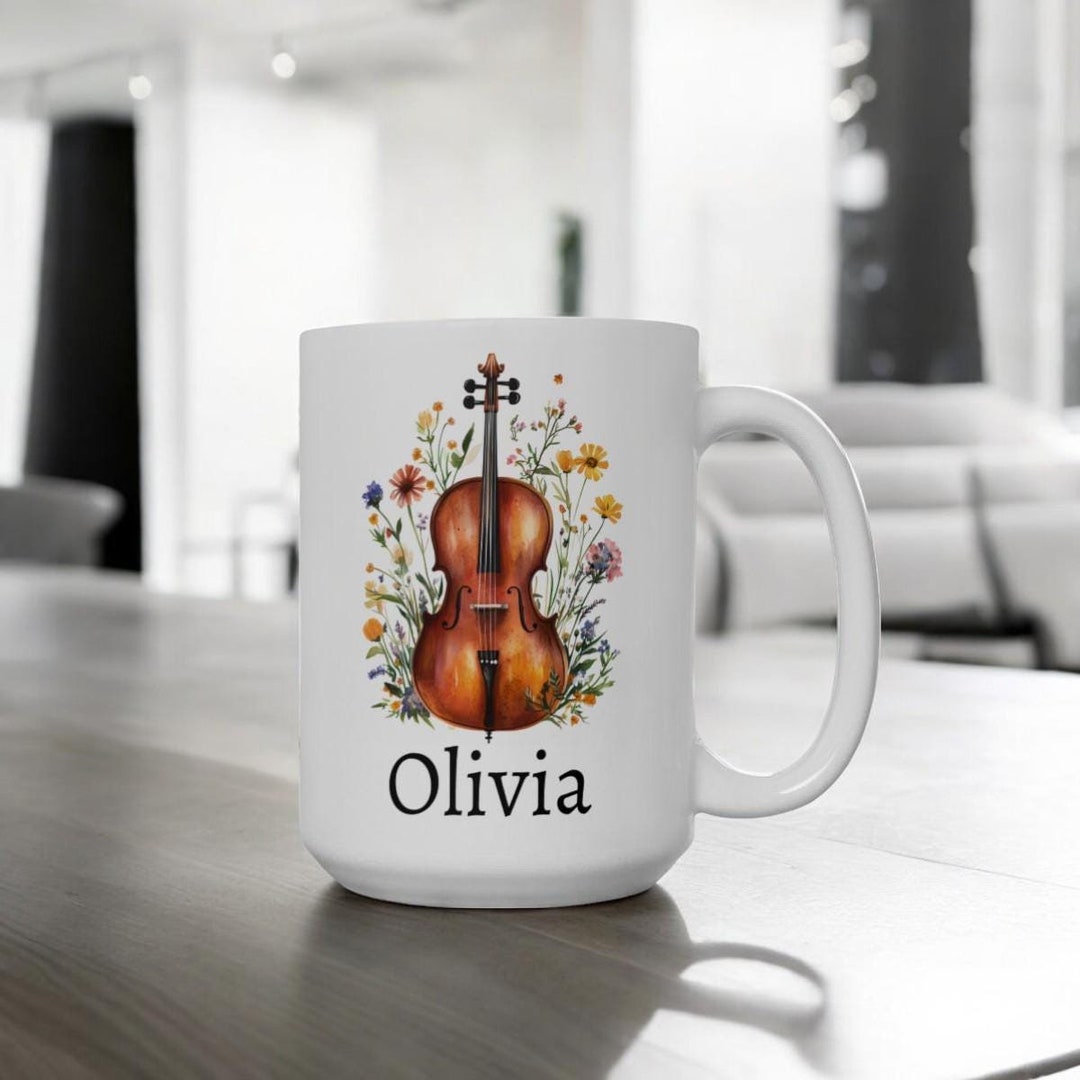 Personalized Cello Mug, Ceramic Cellist Coffee Mug 11oz 15oz, Custom ...