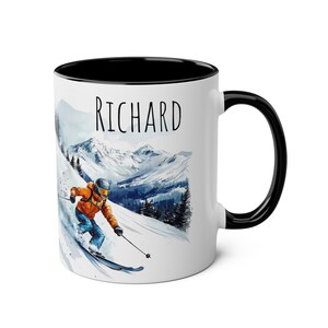 Custom Skiing Mug, 11oz Ceramic Ski Mug With Name, Personalized Winter ...