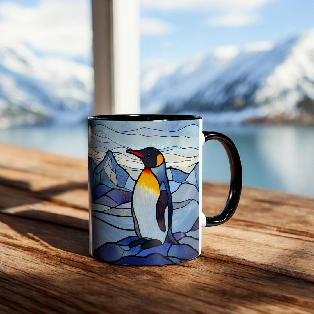Stained Glass Penguin Mug, Ceramic Penguin Cup 11oz, Arctic Bird Coffee ...
