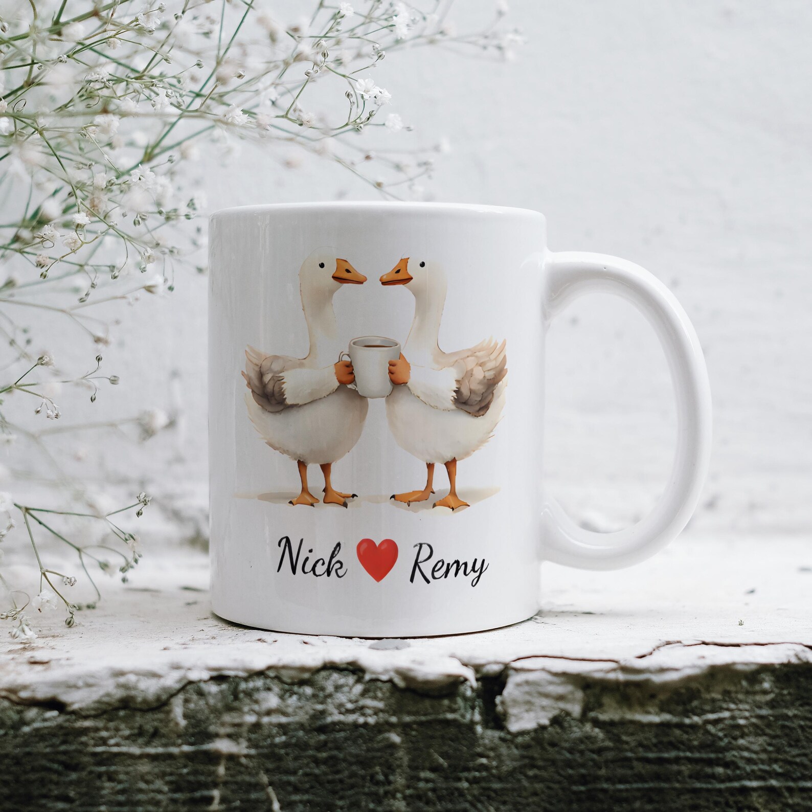 Personalized Goose Couple Mug, Custom Goose Coffee Cup, Couple Name Mug ...