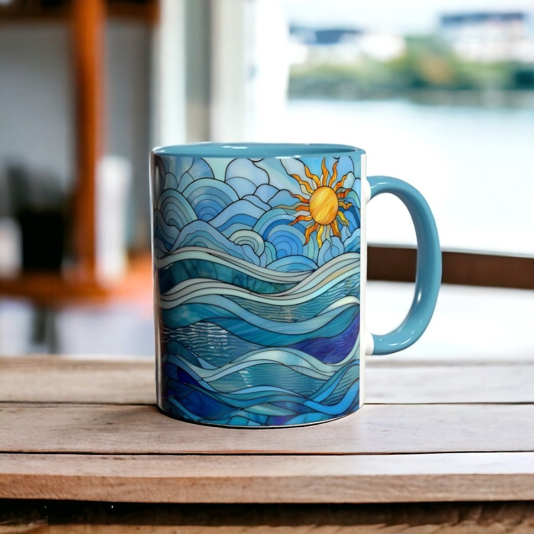 Ceramic Ocean Wave Mug, 11oz Sea Mug, Ocean Theme Coffee Mug, Beach ...