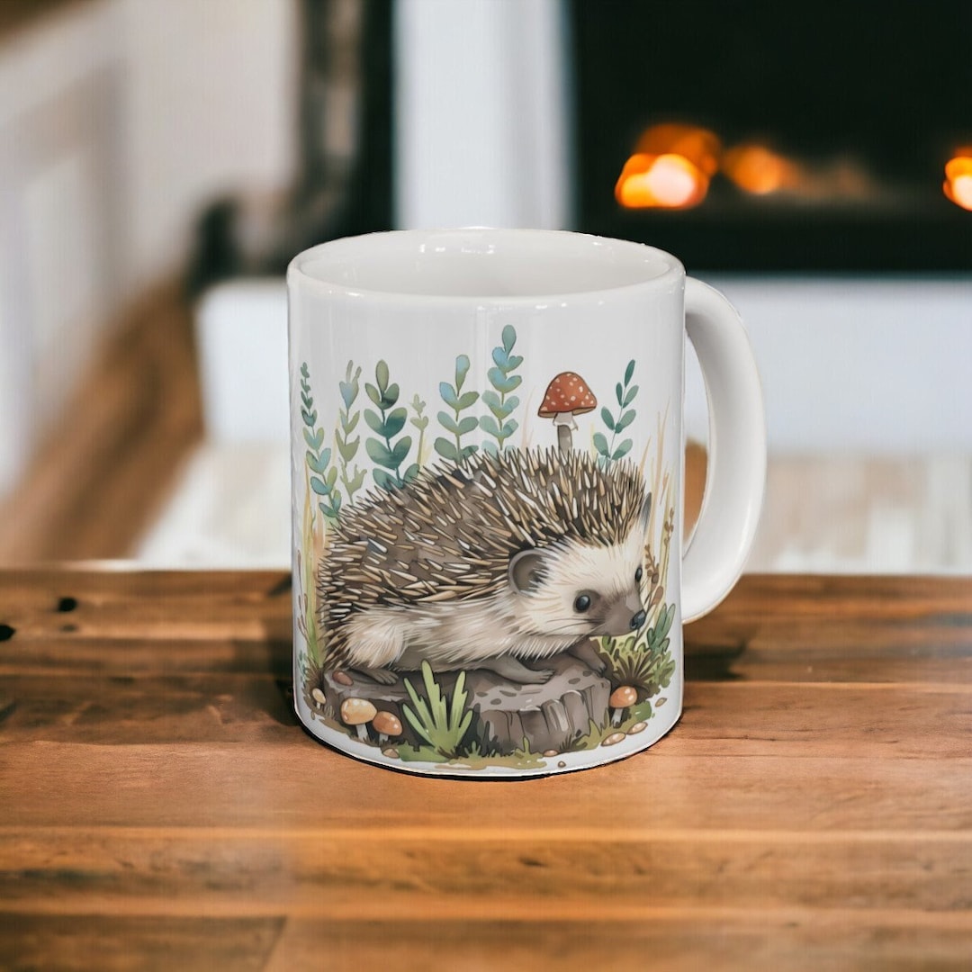 Cute Hedgehog Ceramic Mug 11oz, Whimsical Animal Cup, Adorable Hedgehog ...