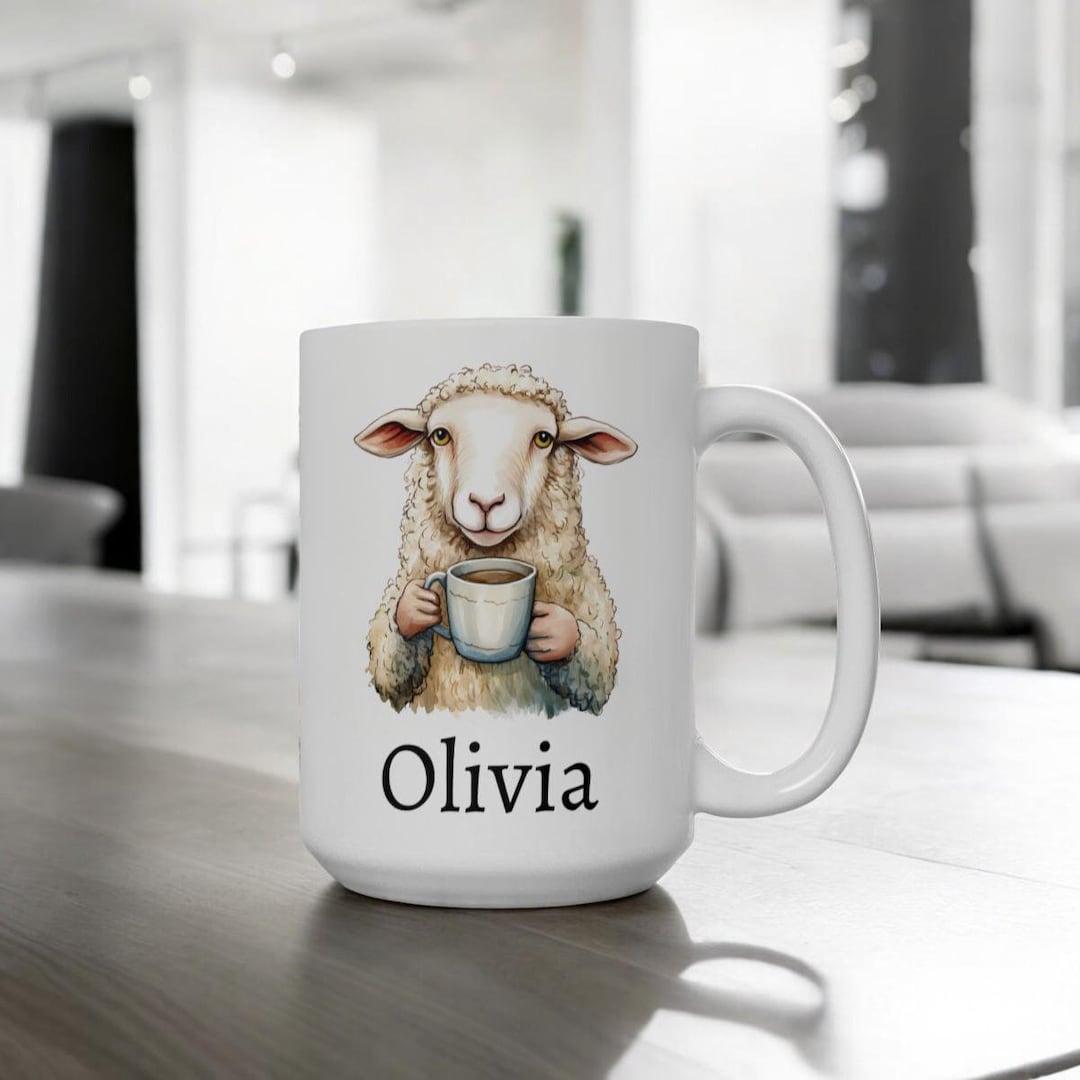 Personalised Sheep Mug, Ceramic Sheep Coffee Mug 11oz 15oz, Custom Name ...
