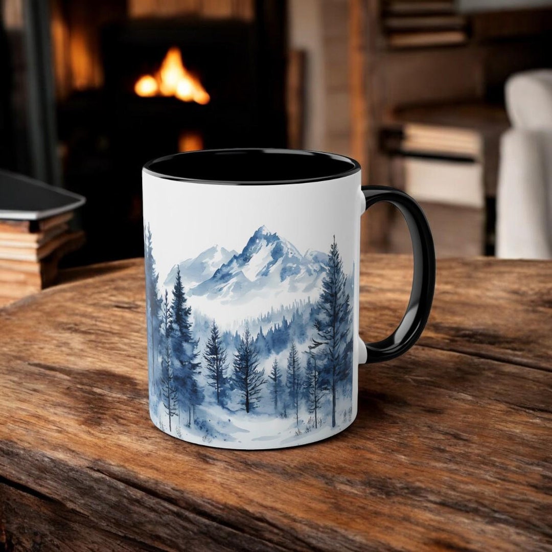 Snowy Landscape Scene 11oz Ceramic Mug, Winter Mountain Coffee Mug ...