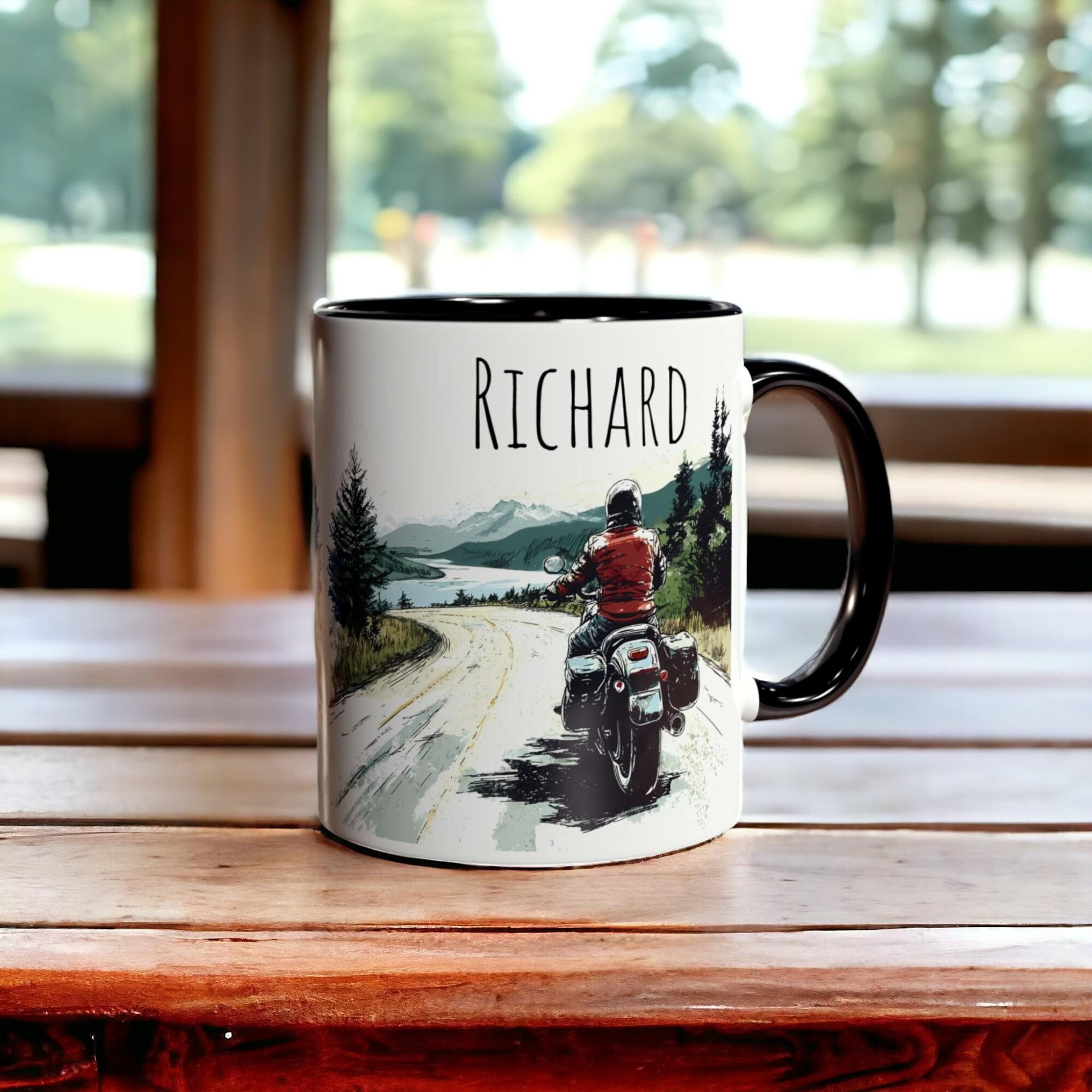 Personalized Motorcycle Biker Mug, 11oz Ceramic Motorcycle Coffee Mug ...