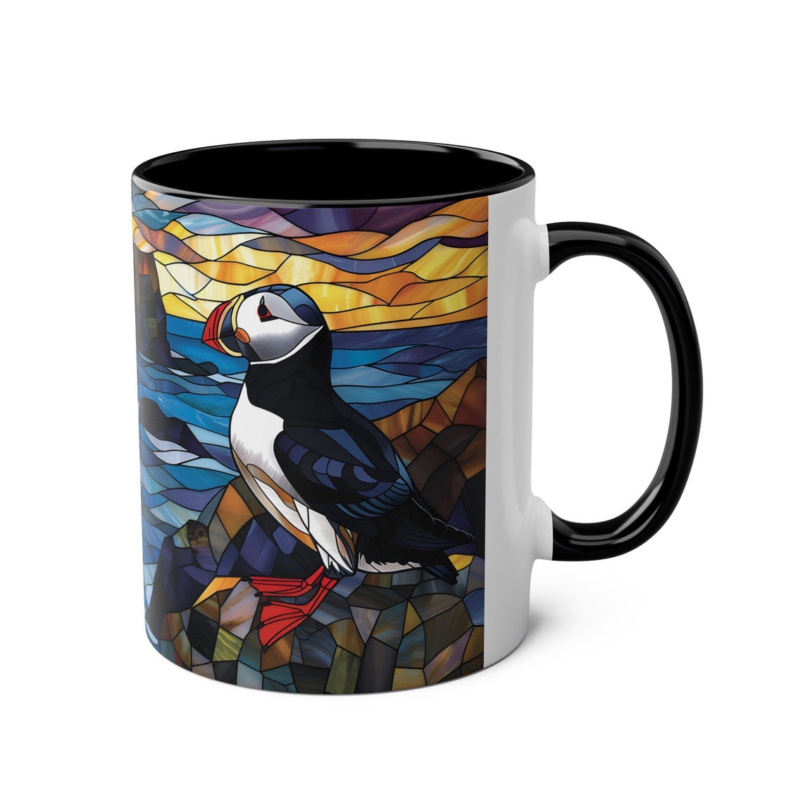 Ocean Puffin Ceramic Mug, Atlantic Puffing Mug, 11oz Stained Glass ...