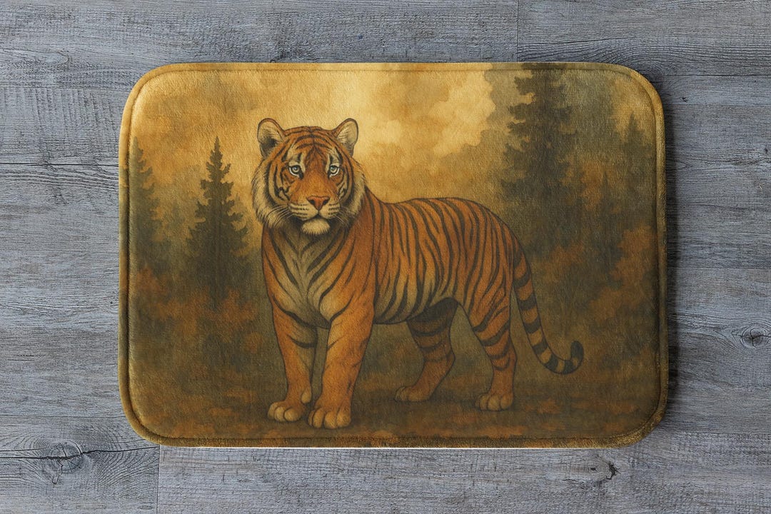 Tiger Bath Mat, Jungle Tiger Bathroom Decor, Safari Animal Bathroom Rug ...