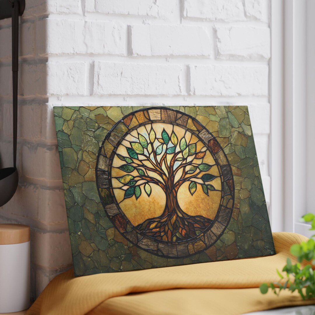 Tree of Life Glass Cutting Board Stained Glass Design, Nature Kitchen ...