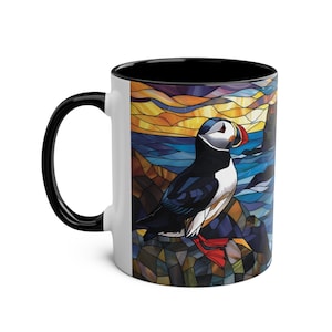 Ocean Puffin Ceramic Mug, Atlantic Puffing Mug, 11oz Stained Glass ...