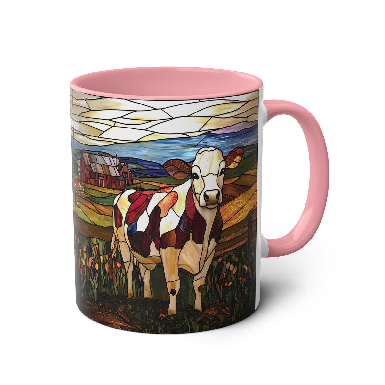 Stained Glass Cow Mug, Ceramic Cow Coffee Mug 11oz, Farmhouse Mug, Farm ...