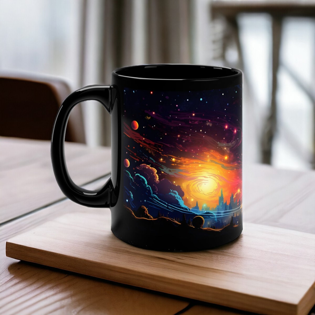 Cosmic Universe Ceramic Mug Galaxy Stars Planets Coffee Cup Space Lover ...
