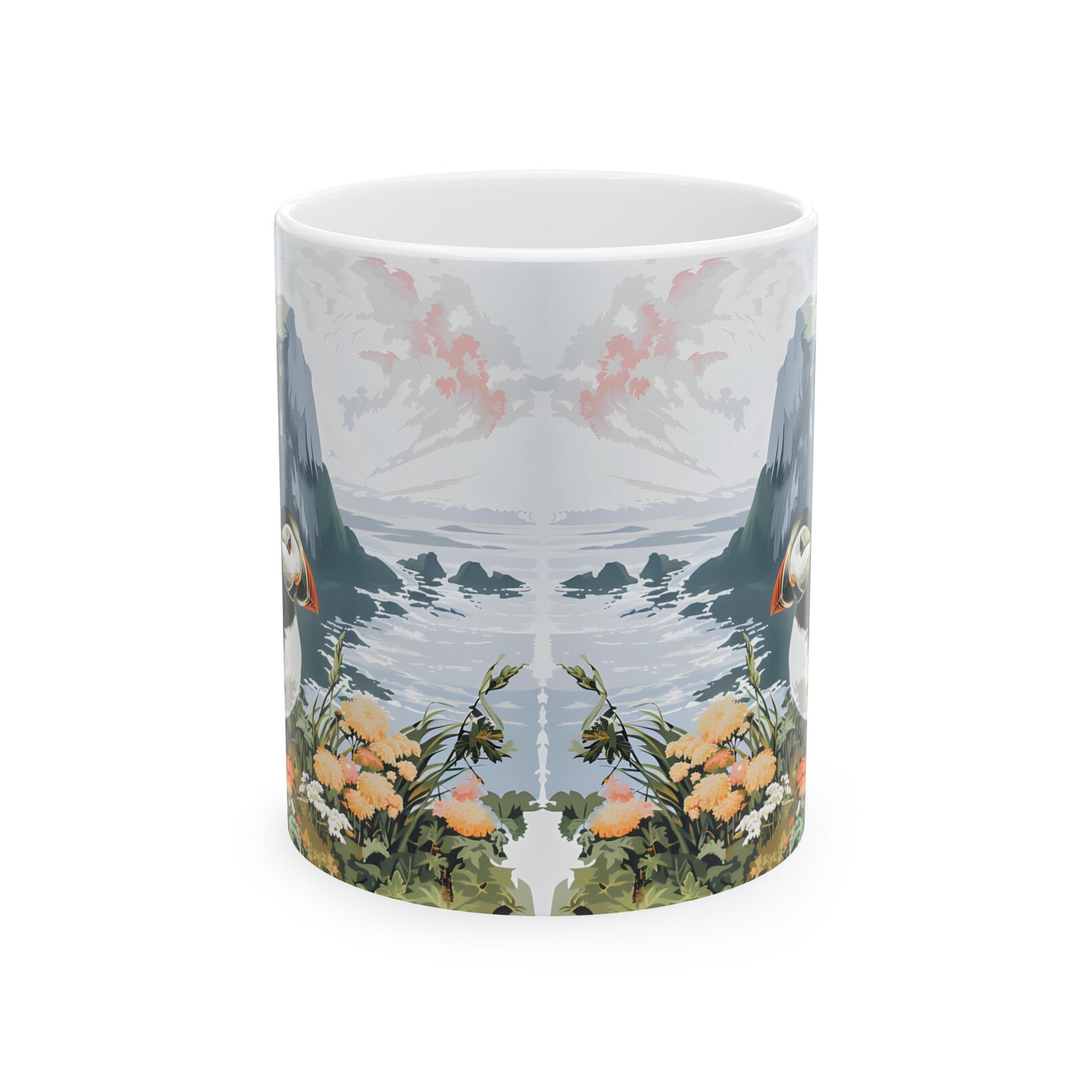 Puffin Mug - 11oz Ceramic Cup With Charming Puffin Scene, Puffin Coffee ...