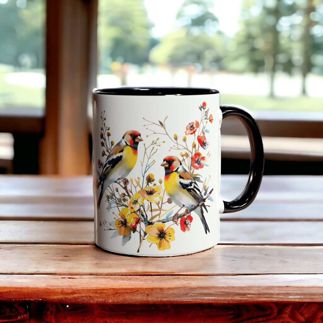 Goldfinch Mug, 11oz Ceramic Goldfinch Coffee Cup, Beautiful Goldfinch ...