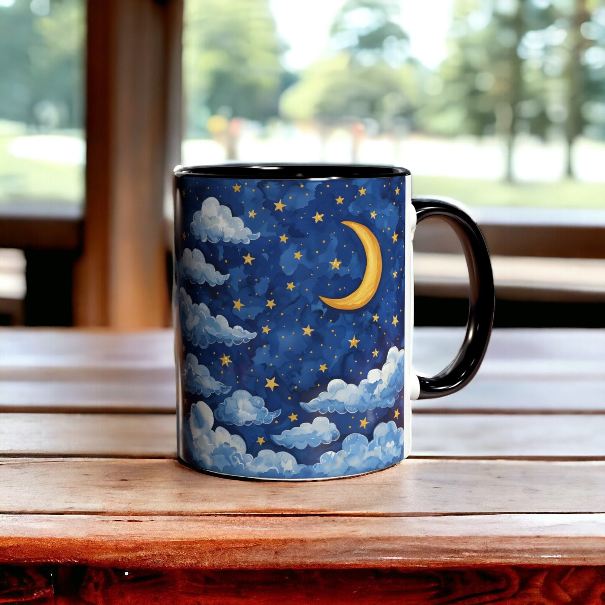 Celestial Mug, 11oz Ceramic Moon and Stars Mug, Celestial Coffee Mug ...