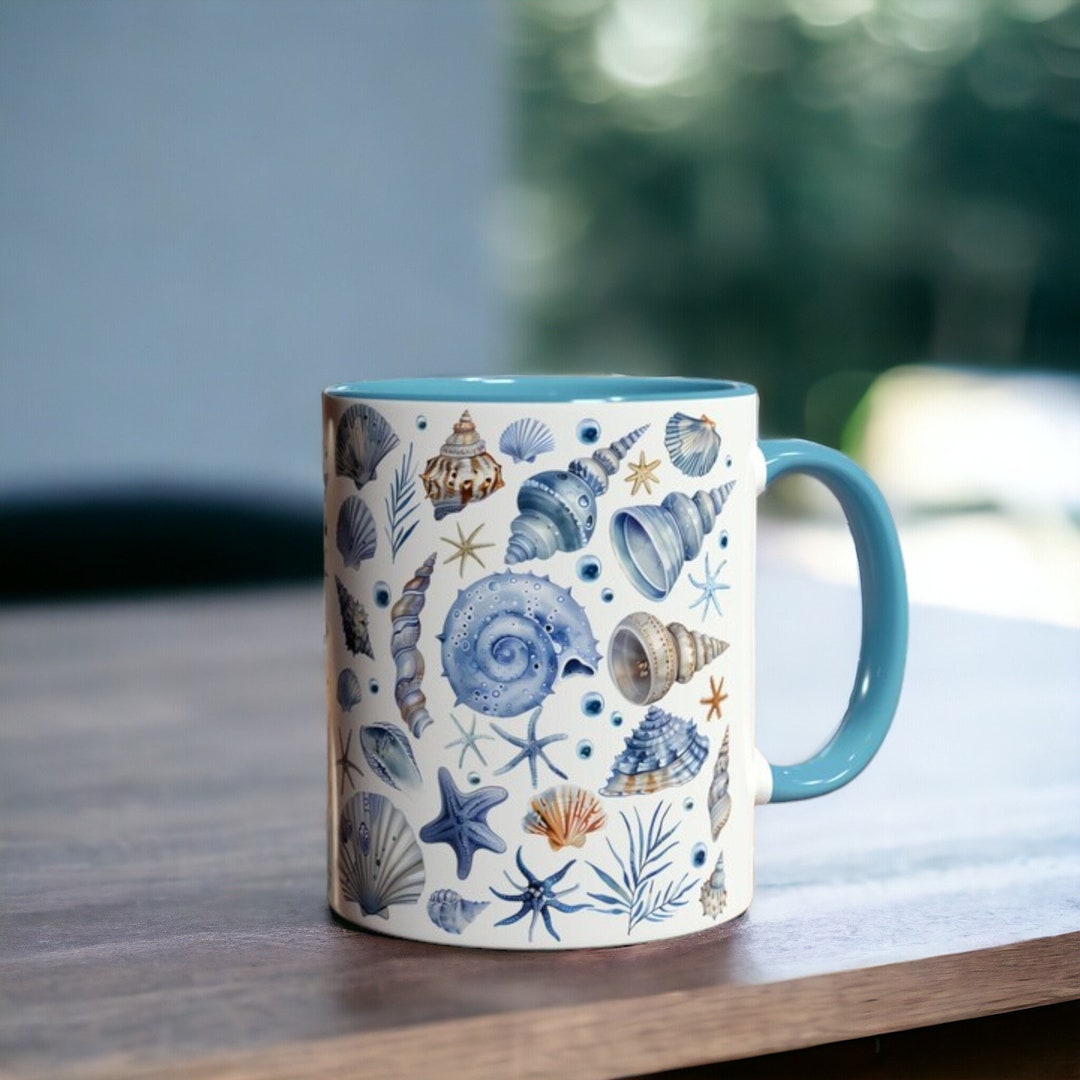 Ceramic Seashell Mug 11oz, Seashell Coffee Mug, Beach Themed Decor ...