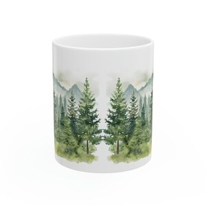 Evergreen Forest Mug, Ceramic Nature Landscape Mug 11oz, Serene Forest ...