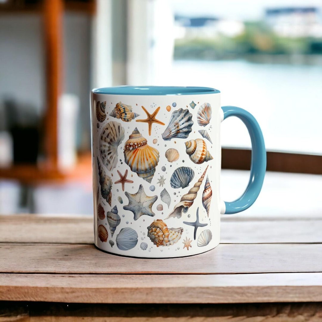 Seashell Mug, Ceramic Seashell Coffee Mug 11oz, Nautical Coffee Cup ...