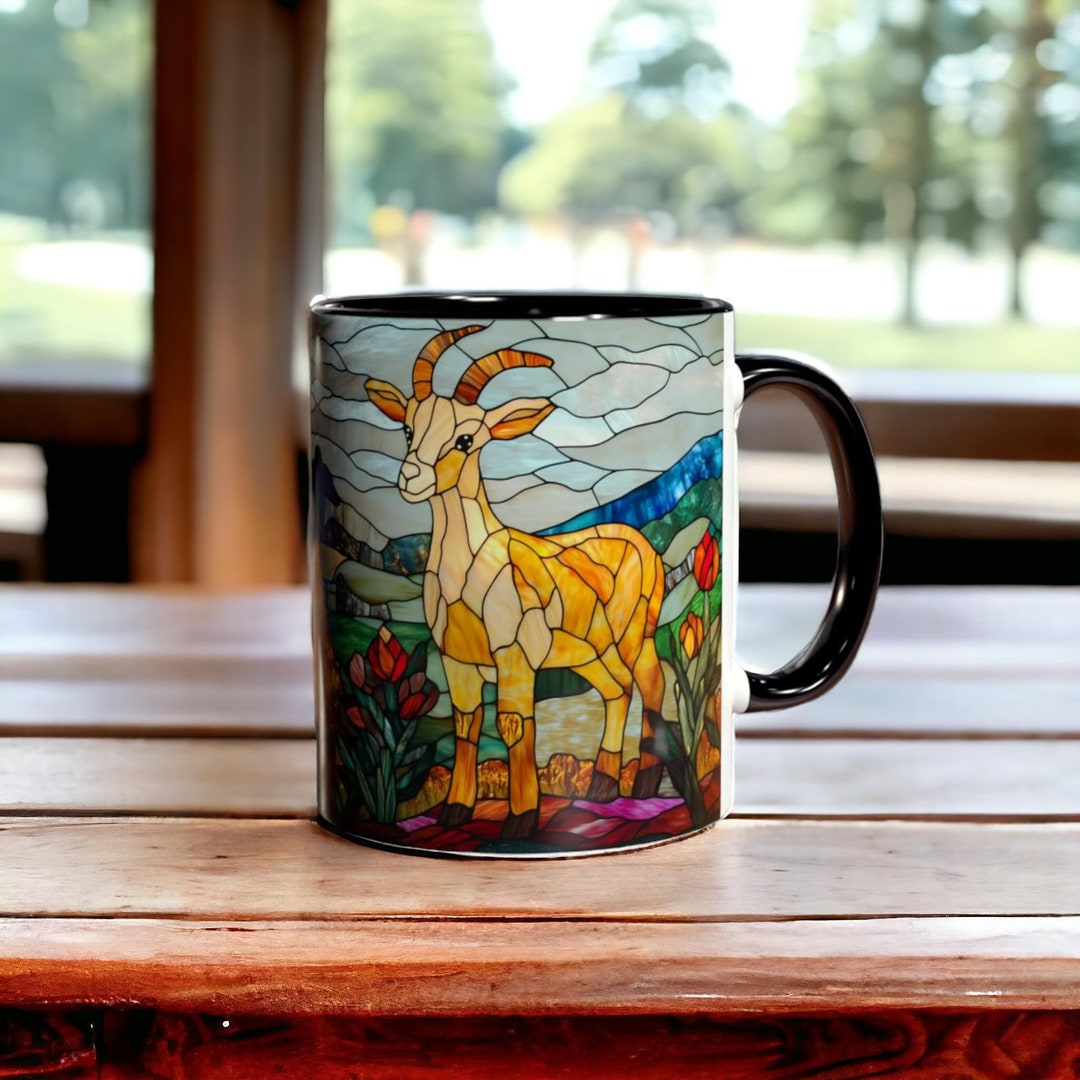 Stained Glass Goat Mug, Ceramic Goat Coffee Mug 11oz, Farm Animal ...