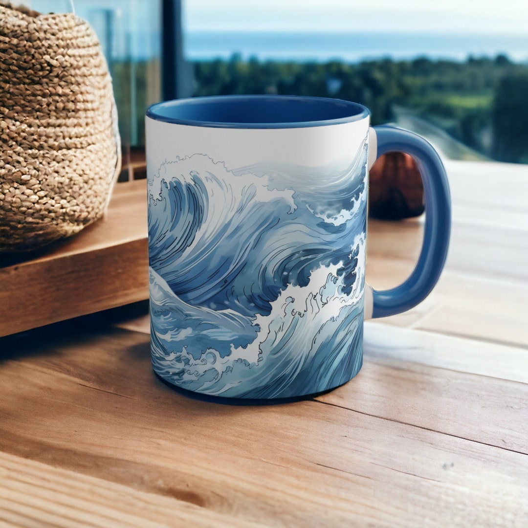 Ocean Waves Ceramic Mug Ocean Wave Coffee Cup, Seaside 11oz Ceramic Cup ...