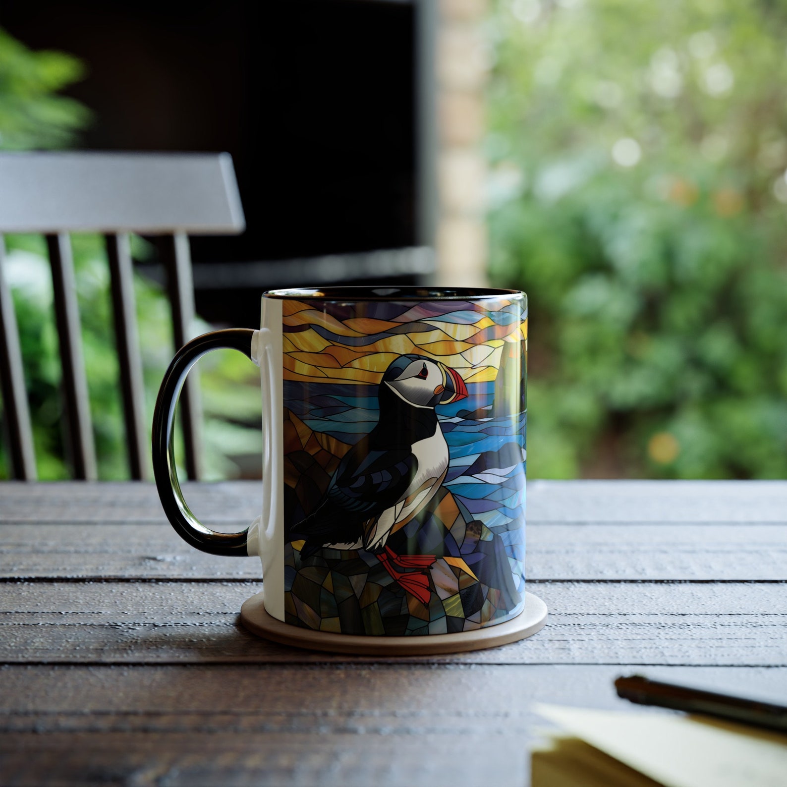 Ocean Puffin Ceramic Mug, Atlantic Puffing Mug, 11oz Stained Glass ...