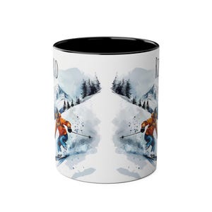 Custom Skiing Mug, 11oz Ceramic Ski Mug With Name, Personalized Winter ...