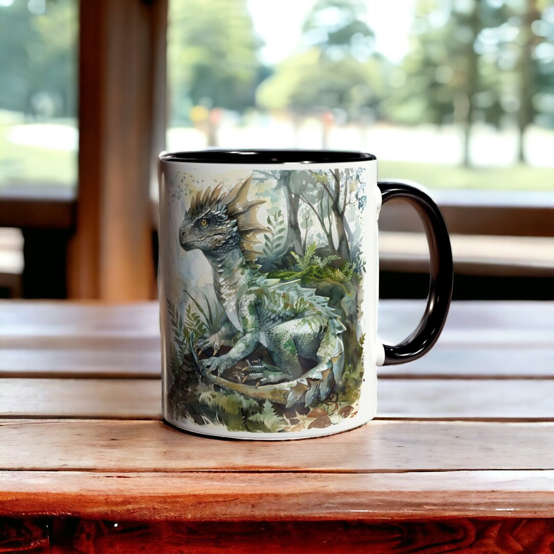 Watercolor Baby Dragon Mug, Ceramic Dragon Coffee Mug 11oz, Cute Dragon ...