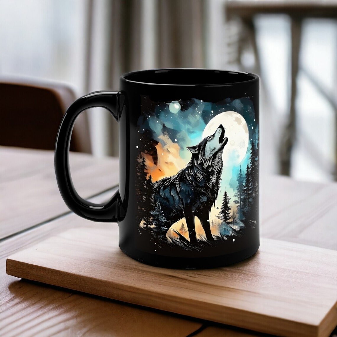 Howling Wolf Coffee Mug - Howling Wolf Mug, Wolf Coffee Cup, Wolf Cup ...