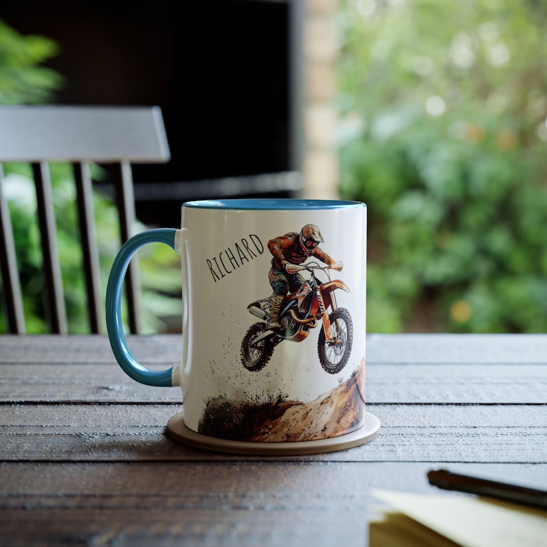 Custom Motocross Mug, Personalized Dirt Bike Coffee Cup Ceramic 11oz ...