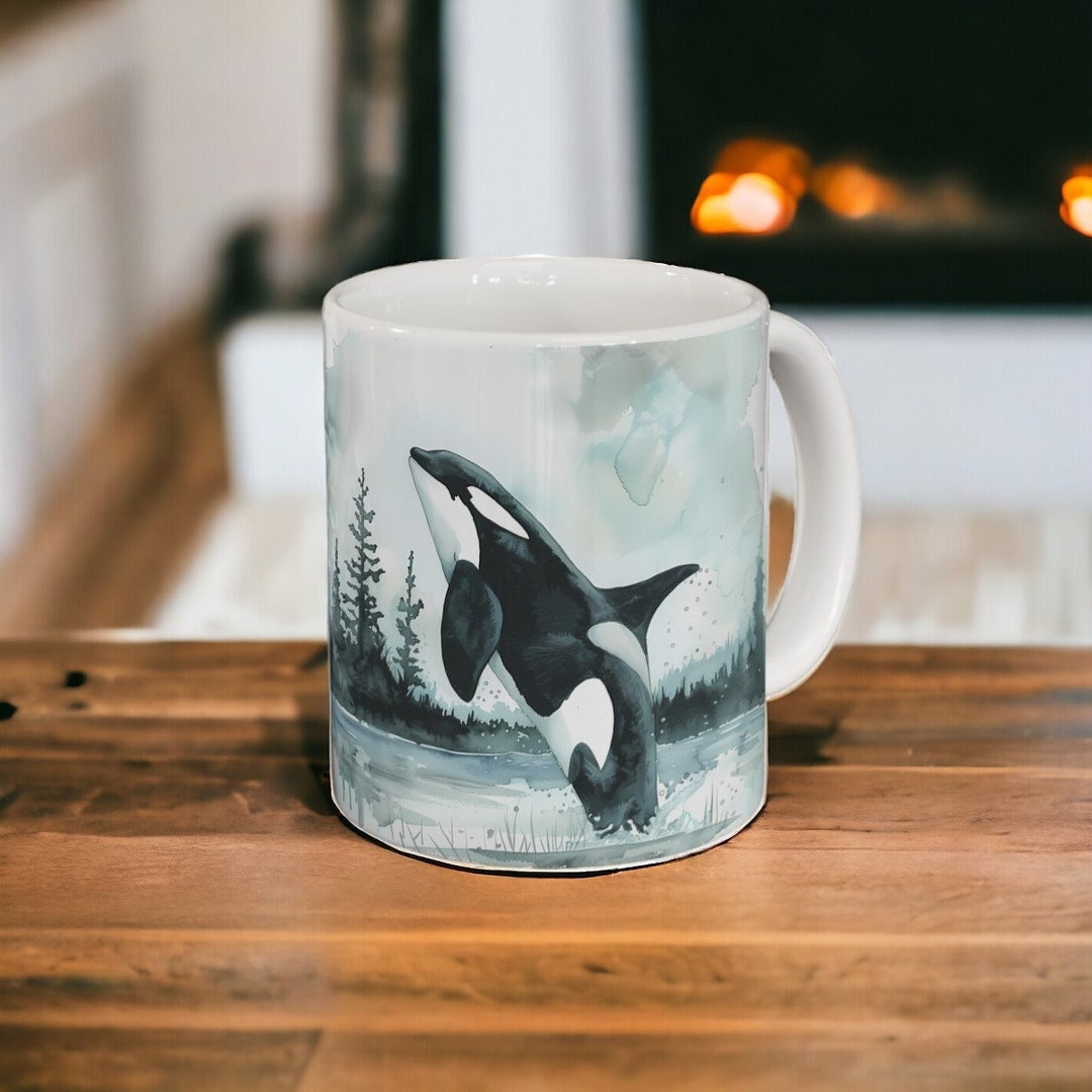 Orca Whale Mug, Ceramic Killer Whale Mug, Ocean Themed Orca Coffee Mug ...